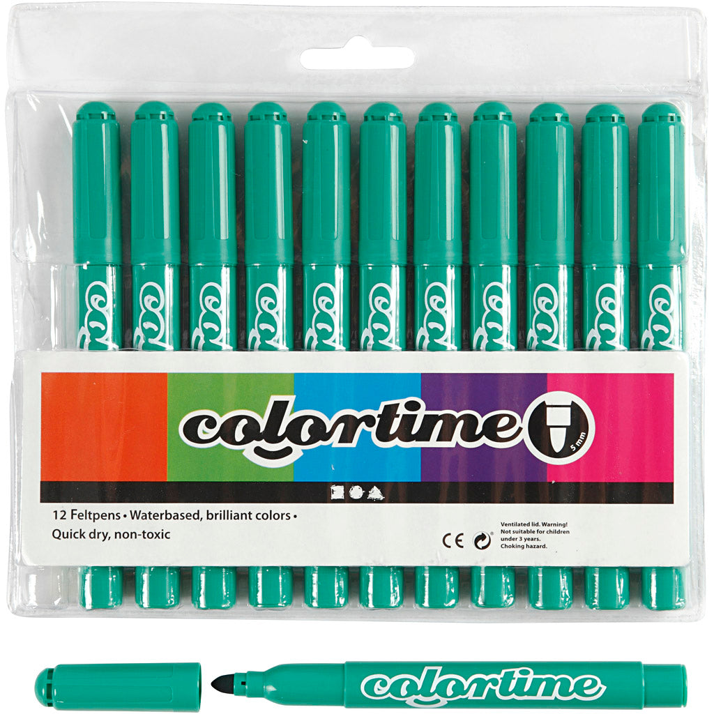 Colourtime Markers Line 5mm - Clear Green (12 Pieces)