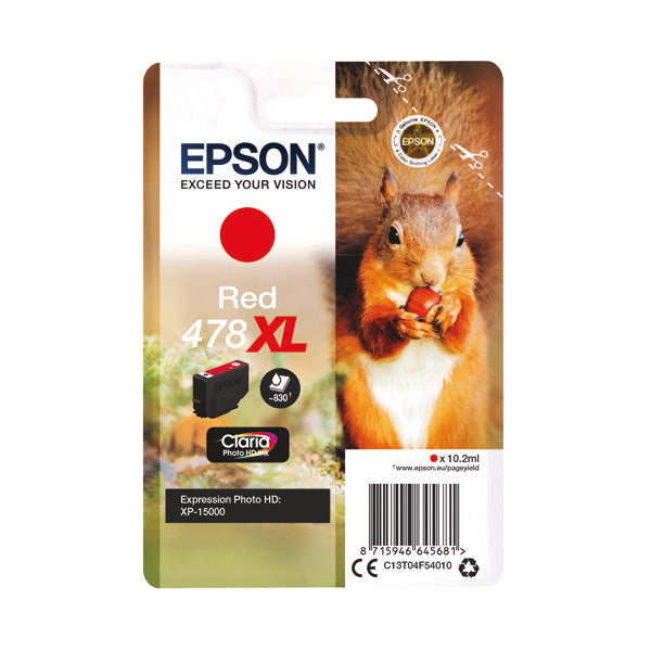 Epson 478XL Ink Cartridge Photo HD Claria High Yield Squirrel Red C13T