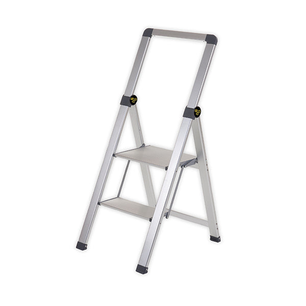 Climb-It 2 Tread Slim Step Ladder with Handrail 475x55x1160mm Aluminiu