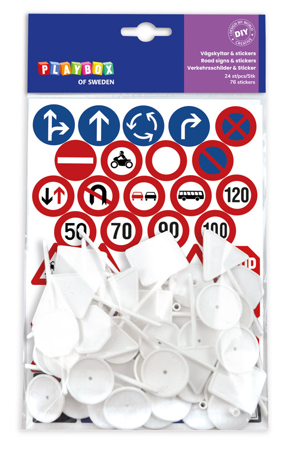 Road signs & stickers 24 pcs & 76 stickers