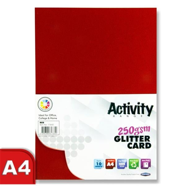 Premier Activity A4 250gsm Glitter Card 10 Sheets - Red
